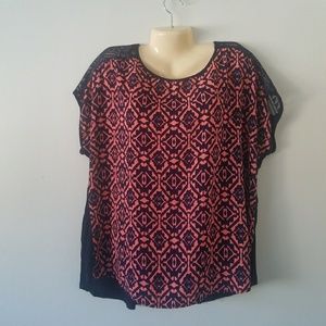 Espresso | Tops | Coralnavy Blue Pattern Hilo Shirt With Lace Back ...